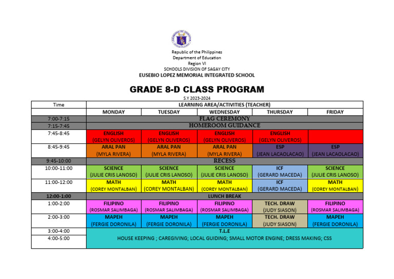 Class Sched | PDF