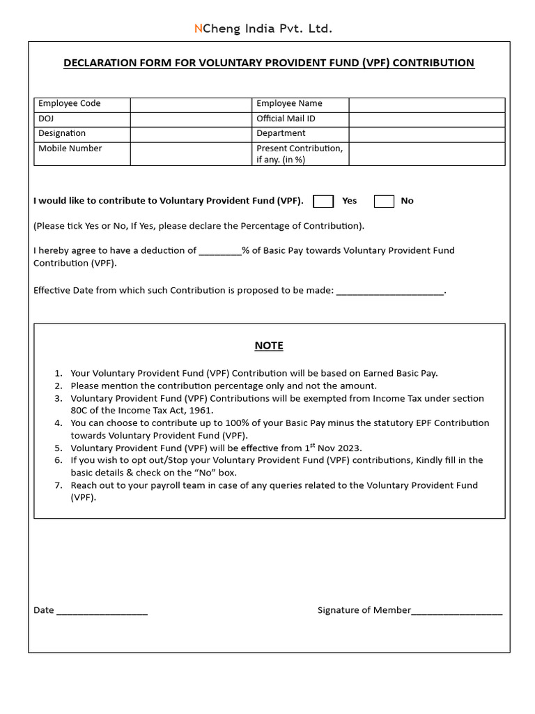 VPF Declaration Form | PDF