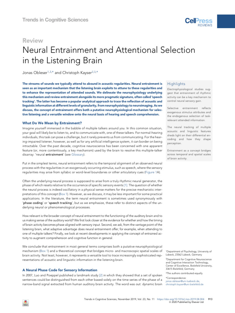 Neural Entrainment and Attentional Selection | PDF | Neural Oscillation | Perception