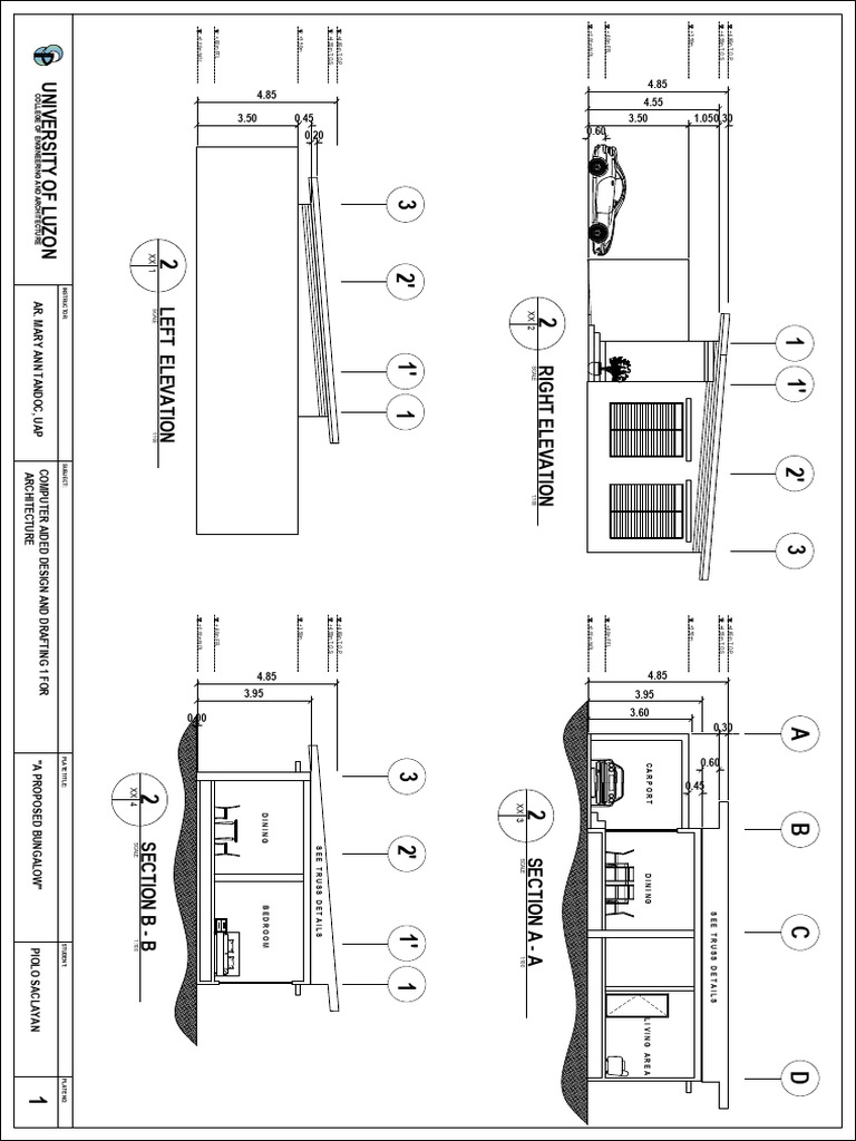 Saclayan Piolo P. Bungalow Elev and Section | PDF