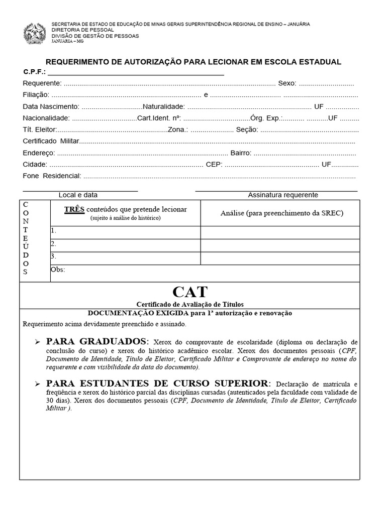 Requerimento de Cat | PDF