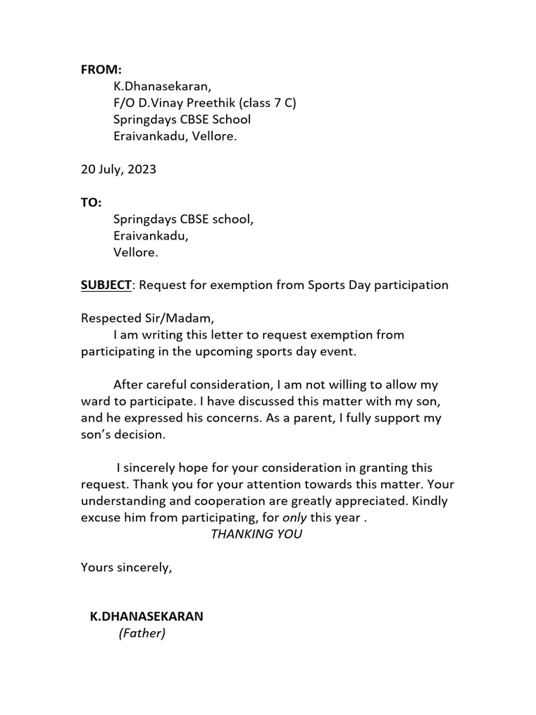 SPORTS DAY LETTERrrrrrrrrrrrrrrrrrrrr | PDF