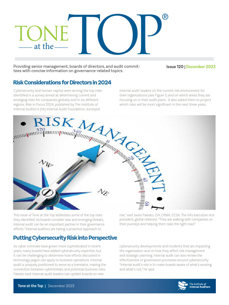 Top Risk 2024 | PDF | Internal Audit | Computer Security