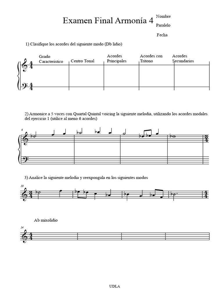 Examen Final Armonia 4 2021 | PDF | Armonía | Acorde (Música)
