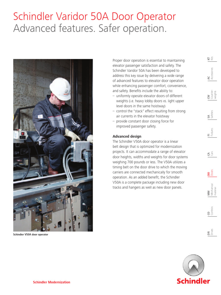 Varidor 50a Door Operator | PDF | Elevator | Electric Motor