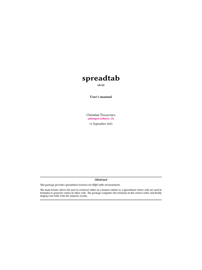 Spreadtab en | PDF | Spreadsheet | Computer Programming