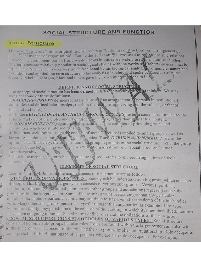 Social Structure &function | PDF