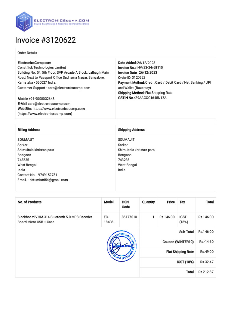 Ganesh Electronics | Download Free PDF | Invoice | Banking Technology