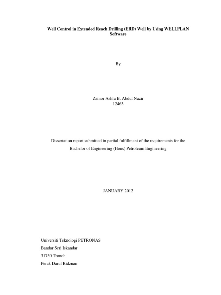Dissertation Report Zainor Ashfa - 12463 | PDF | Blowout (Well Drilling) | Chemical Engineering
