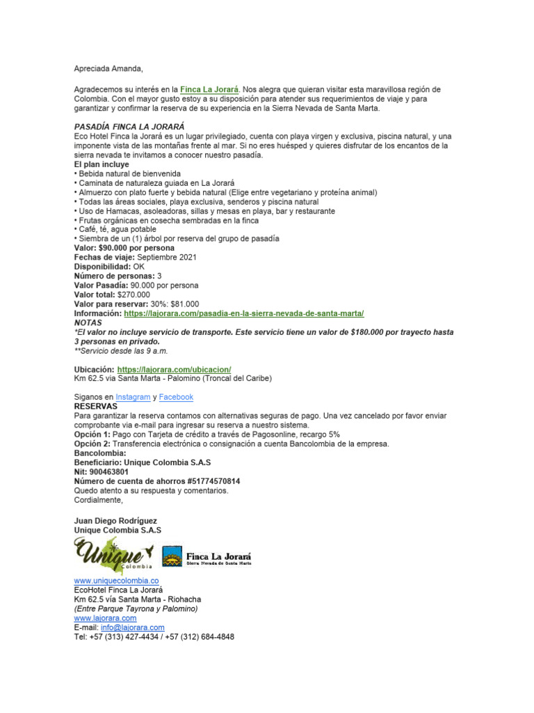 Pasadía Jorora | PDF