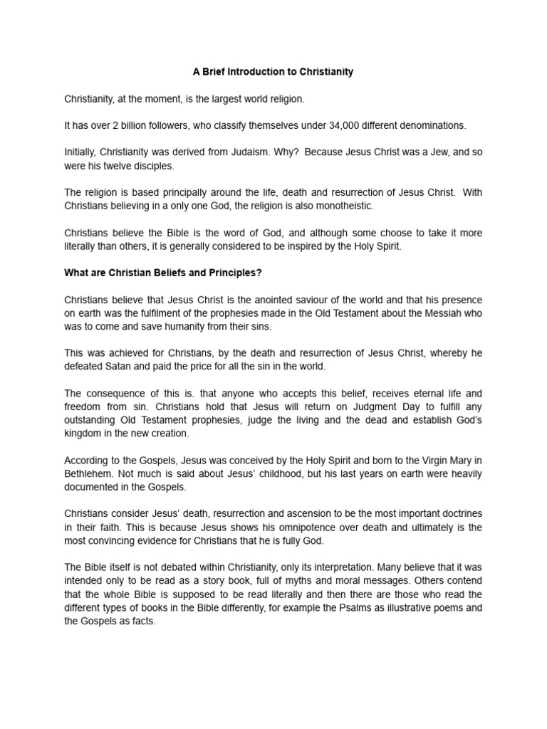 A Brief Introduction To Christianity | PDF | Jesus | Christian Church