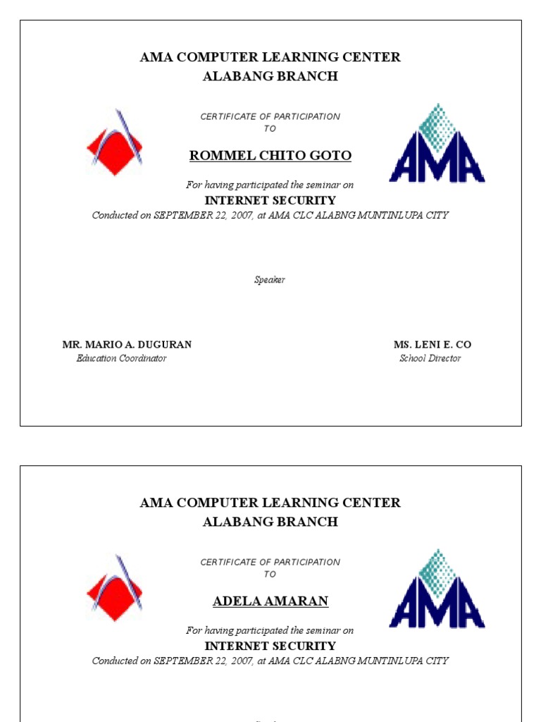 Internet Security Seminar Certificates | PDF | Computer Network | Internet