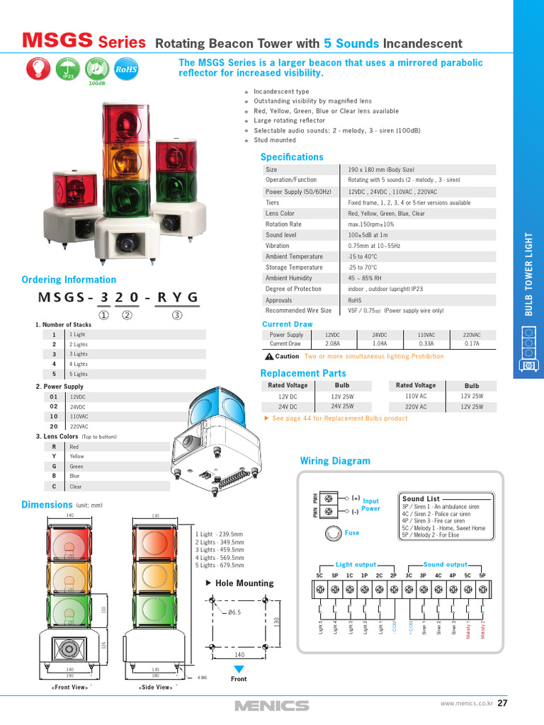 MSGS Rotating Beacon Tower Light | PDF | Incandescent Light Bulb ...