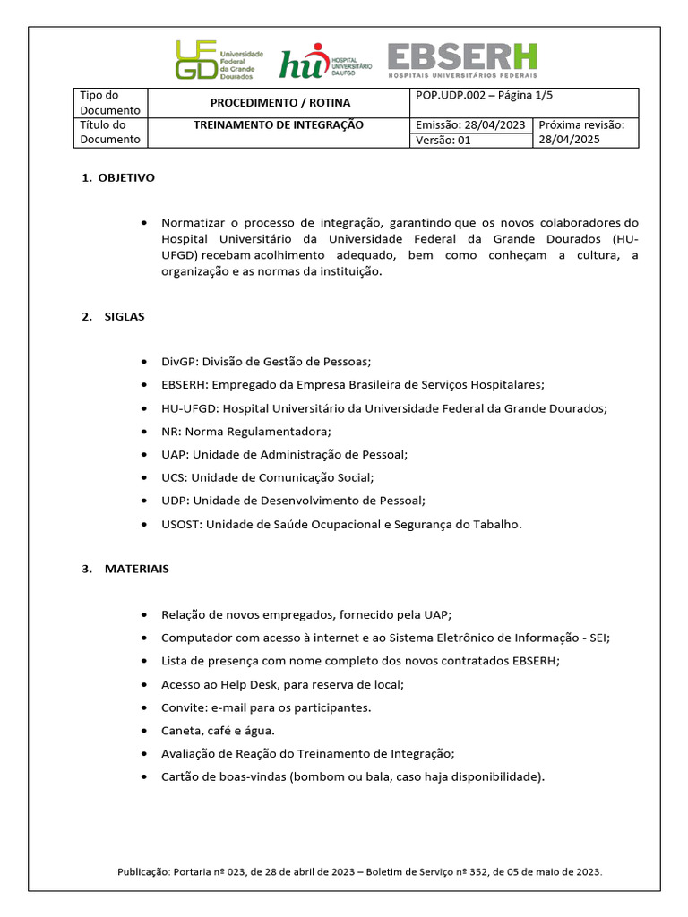 Pop Udp 002 Treinamento de Integracao | PDF | Gestão de recursos ...