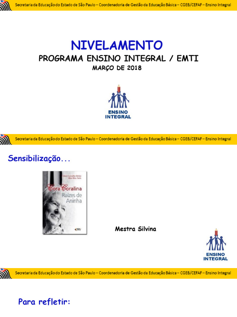 Slides - Nivelamento - 15 03 2018 | PDF | Aprendizado | Escolas