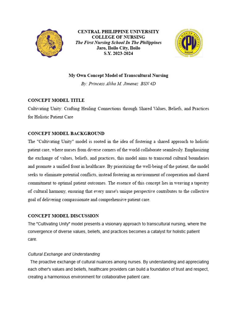 My Own Concept Model of Transcultural Nursing | PDF | Nursing | Health Care