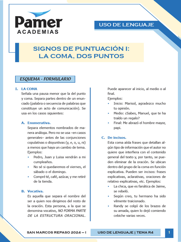 Guía de Uso de Comas y Dos Puntos | PDF | Coma | Puntuación