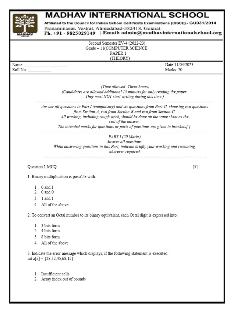 Class 11 Ev4 QP 2022-2023 | PDF | Parameter (Computer Programming) | Applied Mathematics