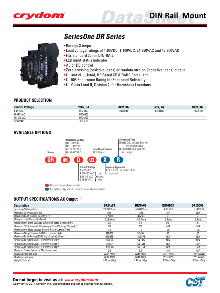 Din Rail Mount: Seriesone DR Series | PDF | Alternating Current | Capacitor
