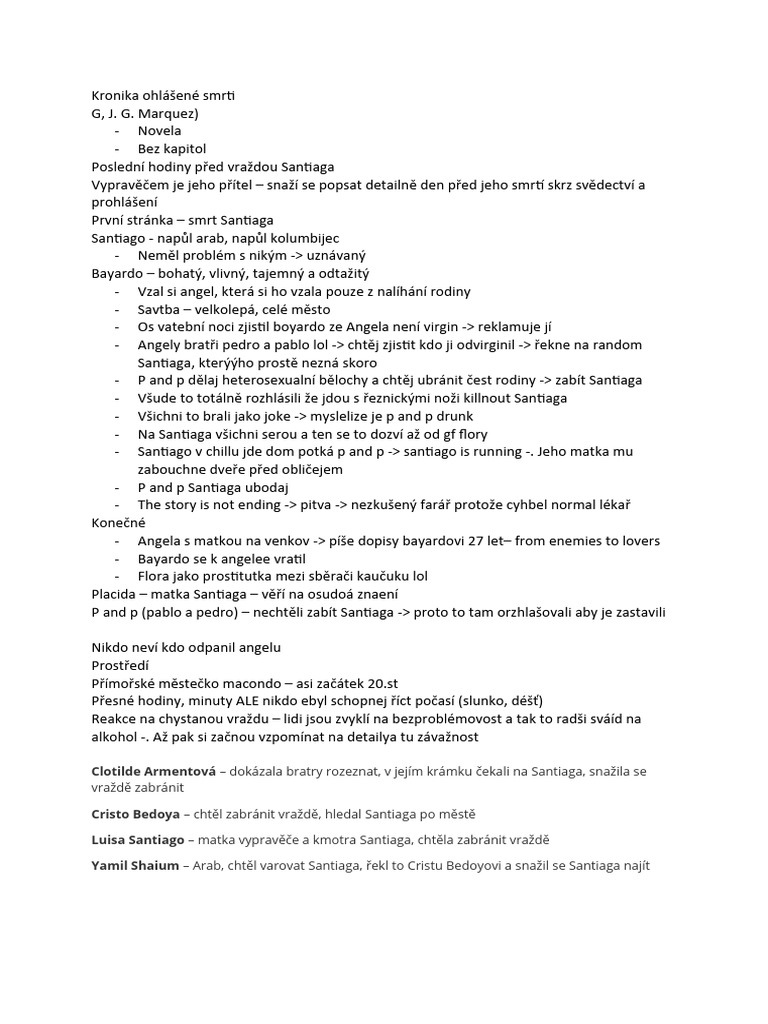 Kronika Ohlášené Smrti | PDF