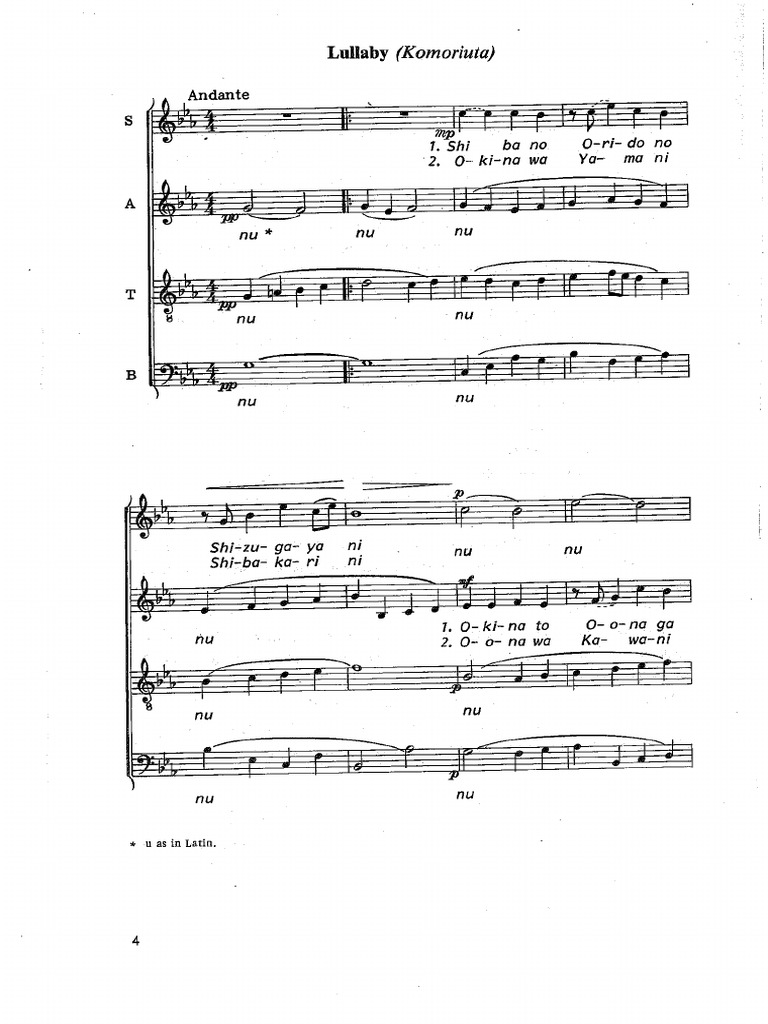 NEES - Eight Japanese Folksongs - Lullaby | PDF