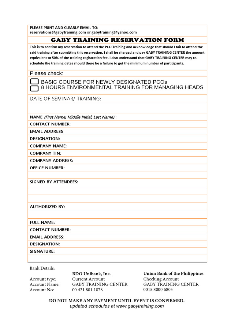 Reservation Form | PDF