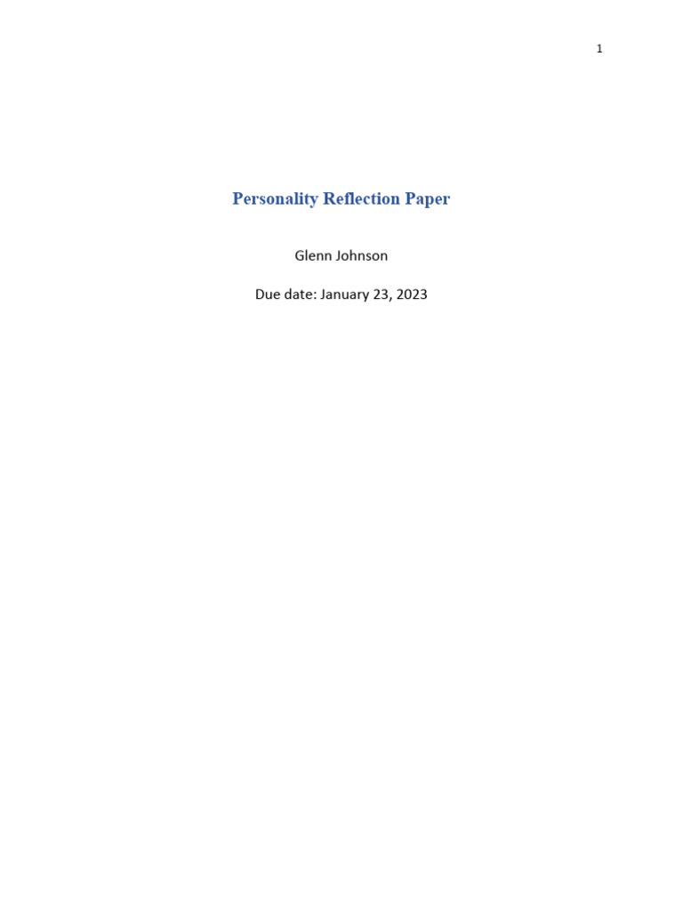 Personality Reflection Paper | PDF | Thought | Personality Type