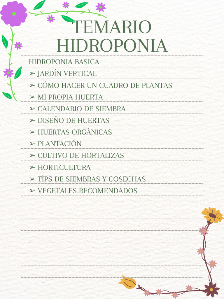 Temario Hidroponia | PDF | Hidroponia | Plantas