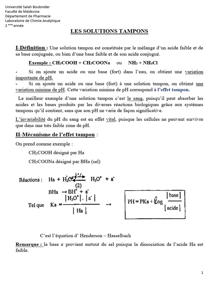 Comprendre les solutions tampons | PDF | Solution tampon | Ph