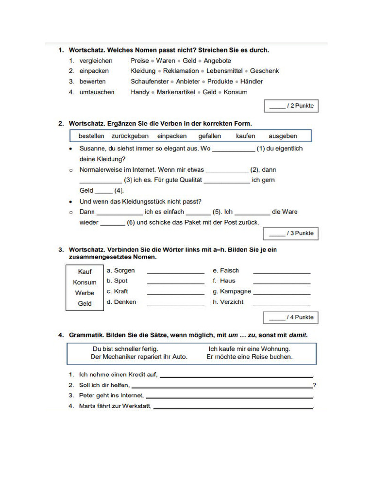 Worksheet Kapitel - 8 B1 Plus | PDF
