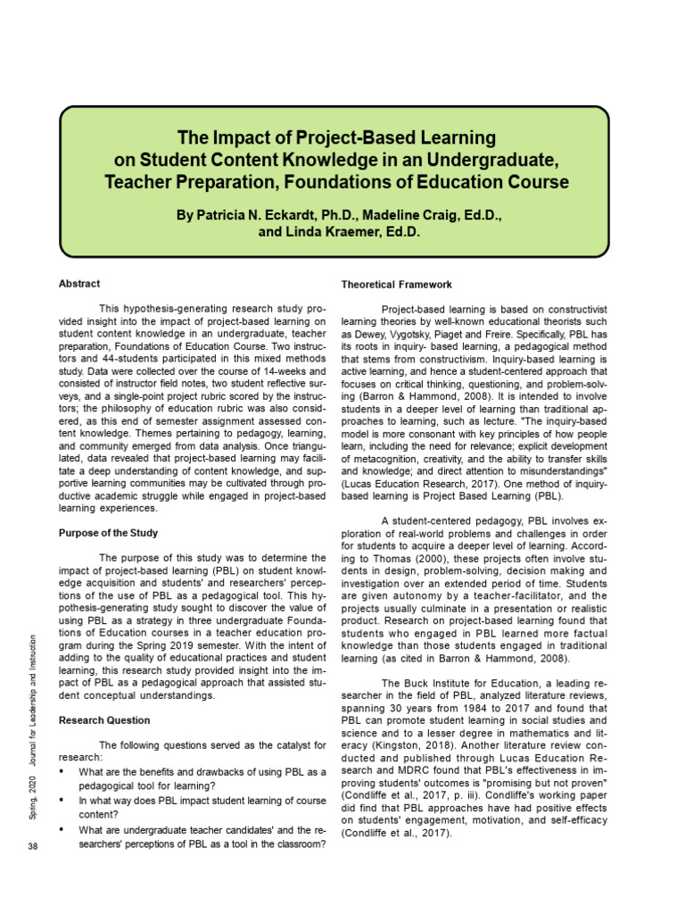 EJ1255862 | PDF | Project Based Learning | Pedagogy