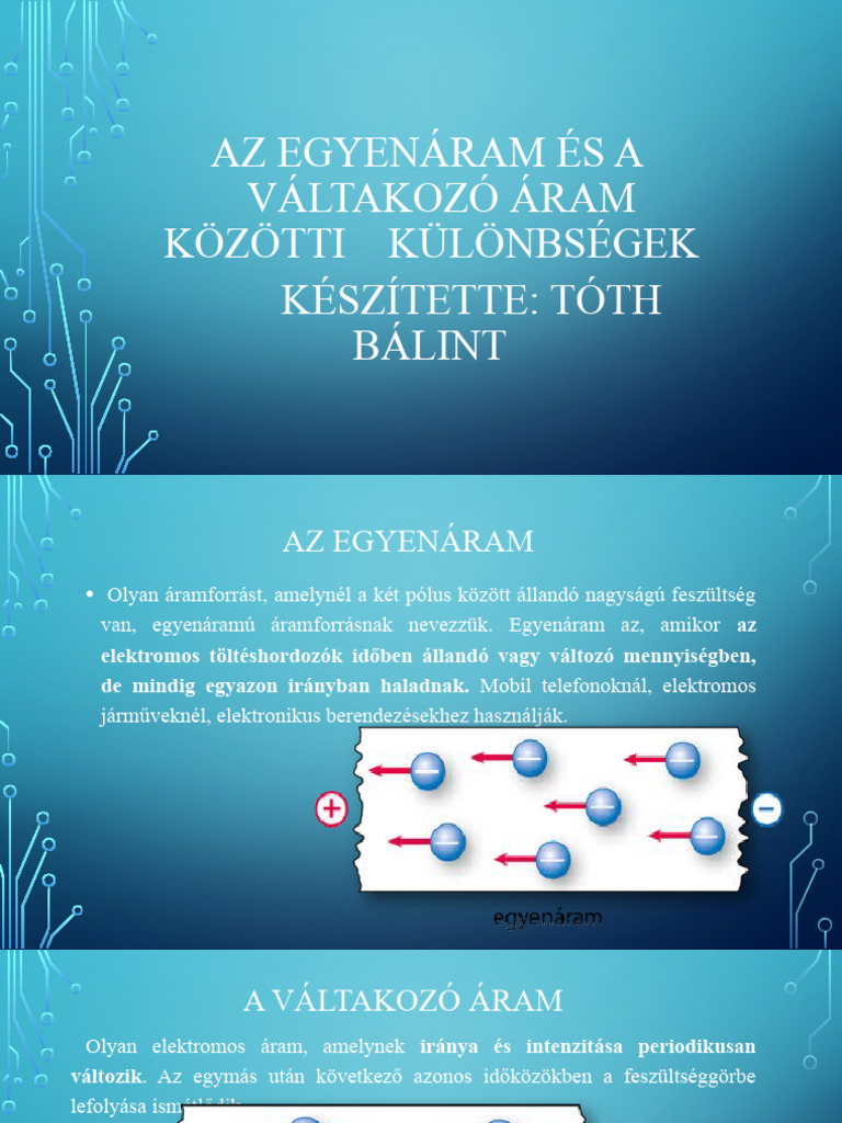 Az Egyenáram És A Váltakozó Áram - Tóth Bálint 8.A | PDF