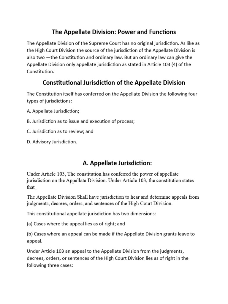 Appellate Division Jurisdiction Overview | PDF