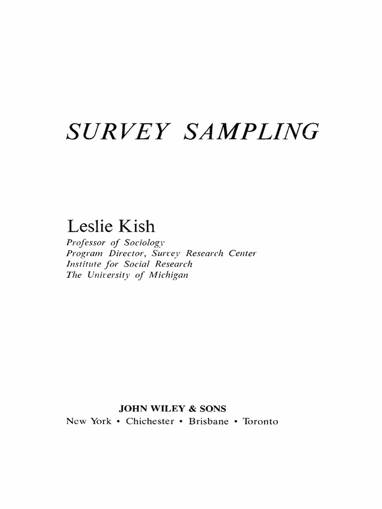 Kish, Survey Sampling | PDF