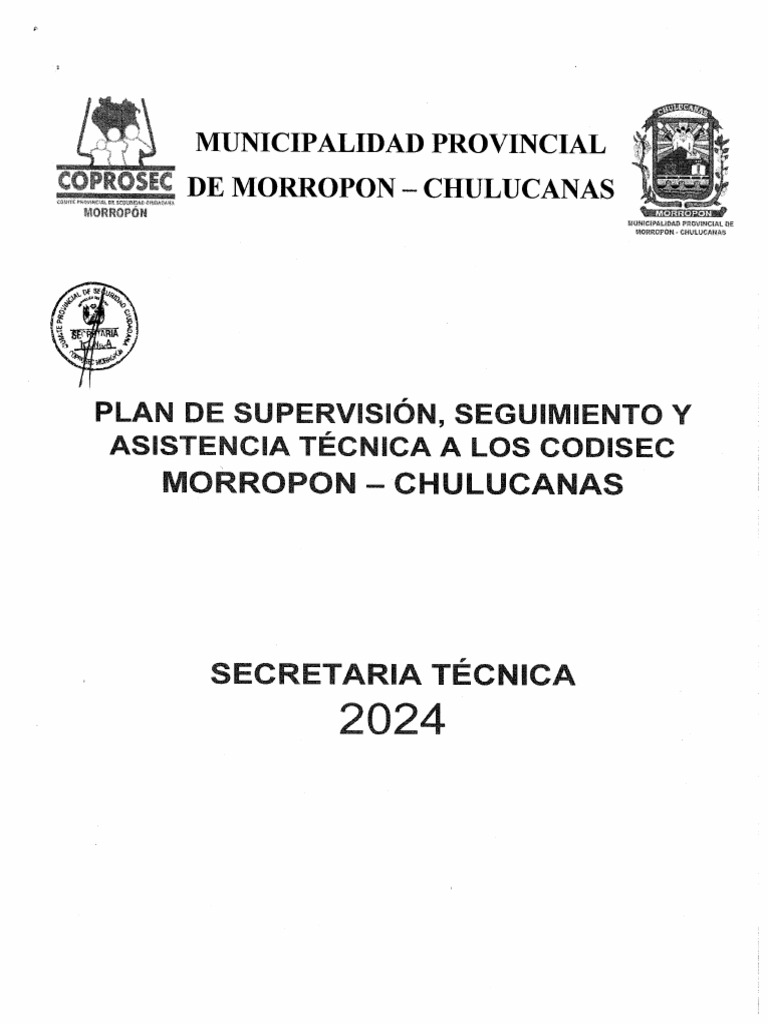 Plan de Supervisión, Seguimiento y Asistencia Técnica A Los Codisec 2024 | PDF