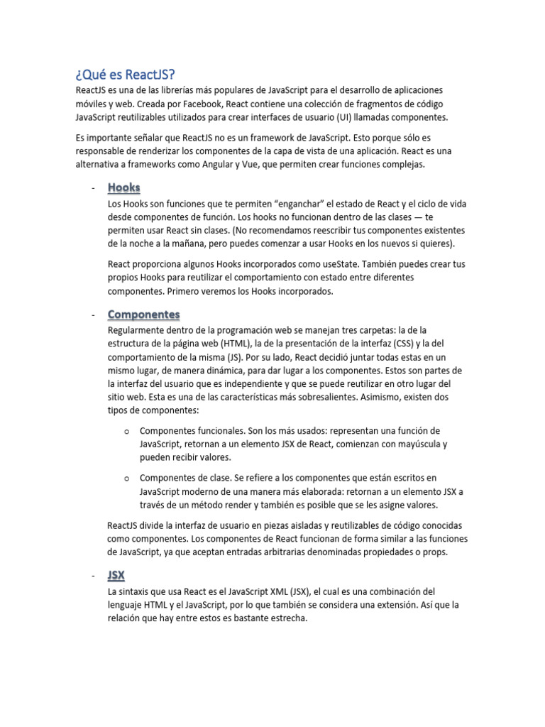 Qué Es ReactJS | PDF | Modelo de objeto de documento | Script Java