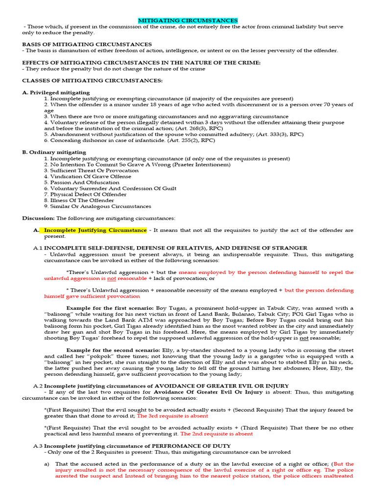 Understanding Mitigating Circumstances in Law | PDF | Confession (Law ...