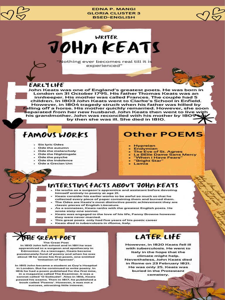 Beige Illustrated Geography and History Infographic | PDF | John Keats ...