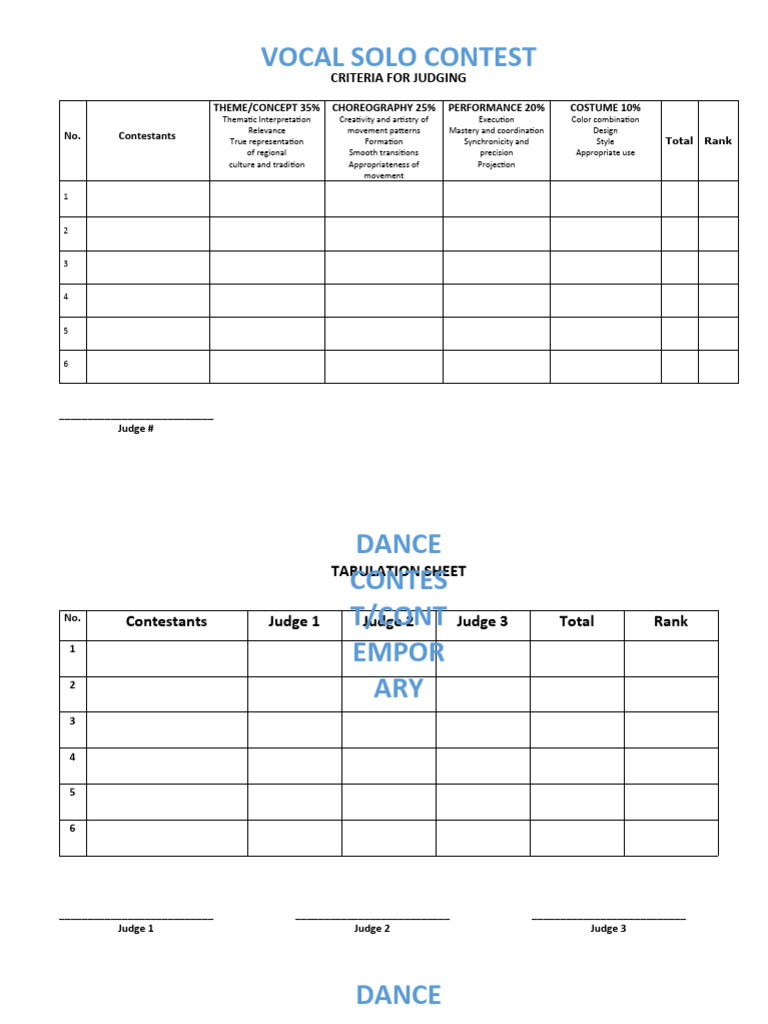 Criteria For Judging Vocal Solo | PDF