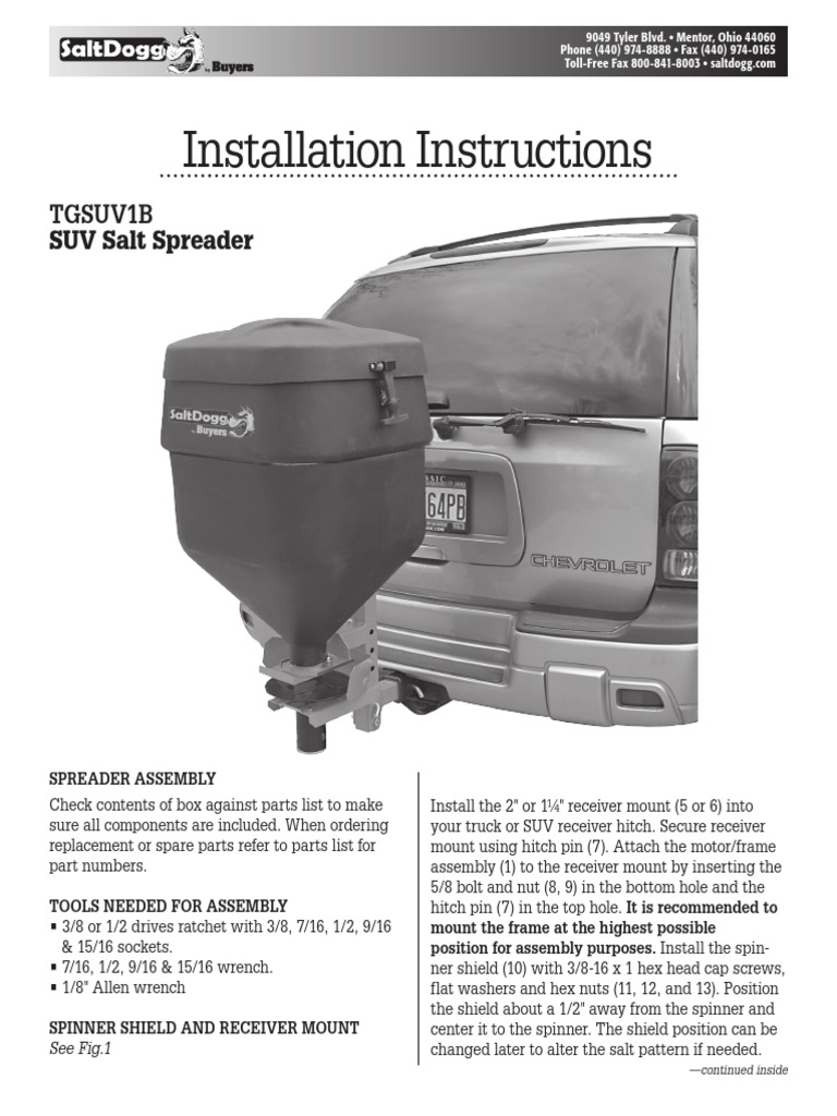 Buyers Spreader Manual | PDF | Screw | Equipment