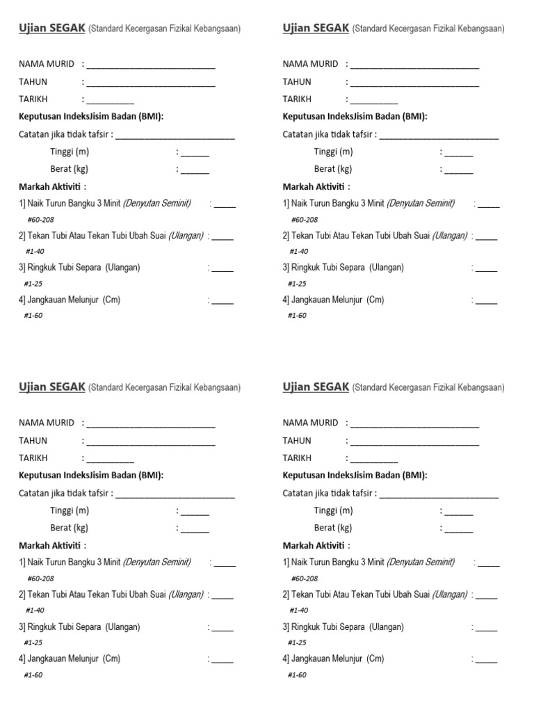 Borang Ujian SEGAK 2024 | PDF