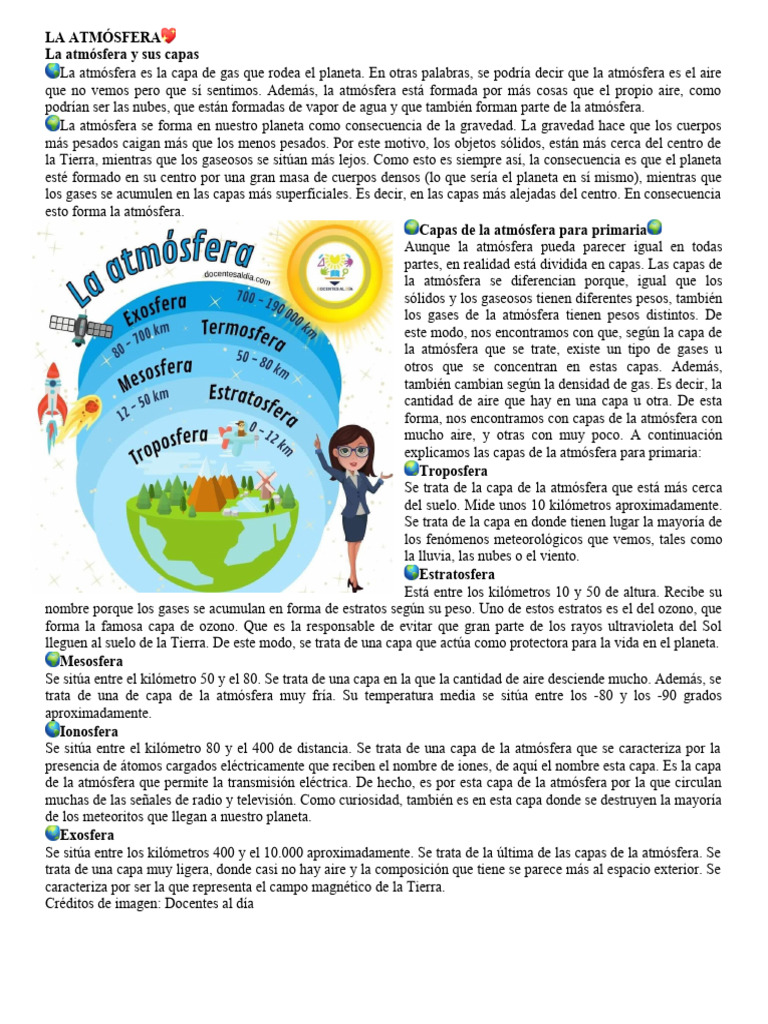 La Atmósfera | PDF | Atmósfera | Atmósfera de tierra