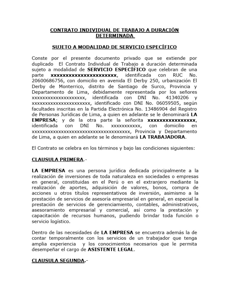CONTRATO DE TRABAJO | PDF | Derecho laboral | Business
