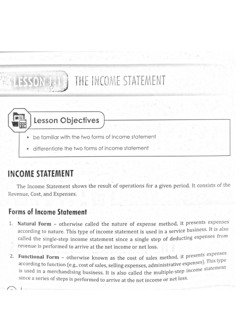 CHAPTER 1 - Income Statement (1-1) | PDF