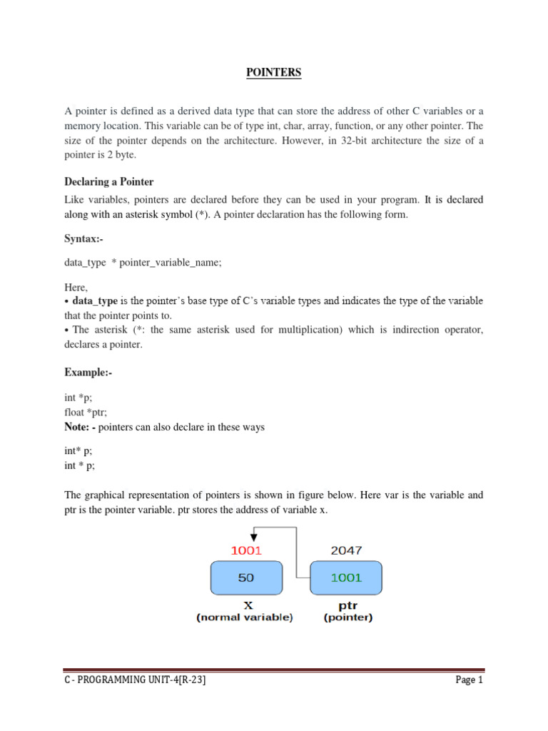 CP Unit-4 (R-23) | PDF | Pointer (Computer Programming) | Software ... CP Unit-4 (R-23) | PDF | Pointer (Computer Programming) | Software ...