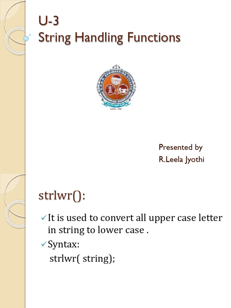 U-3 String Handling Functions& U-4 Structures in C | PDF | String (Computer Science) | Letter Case