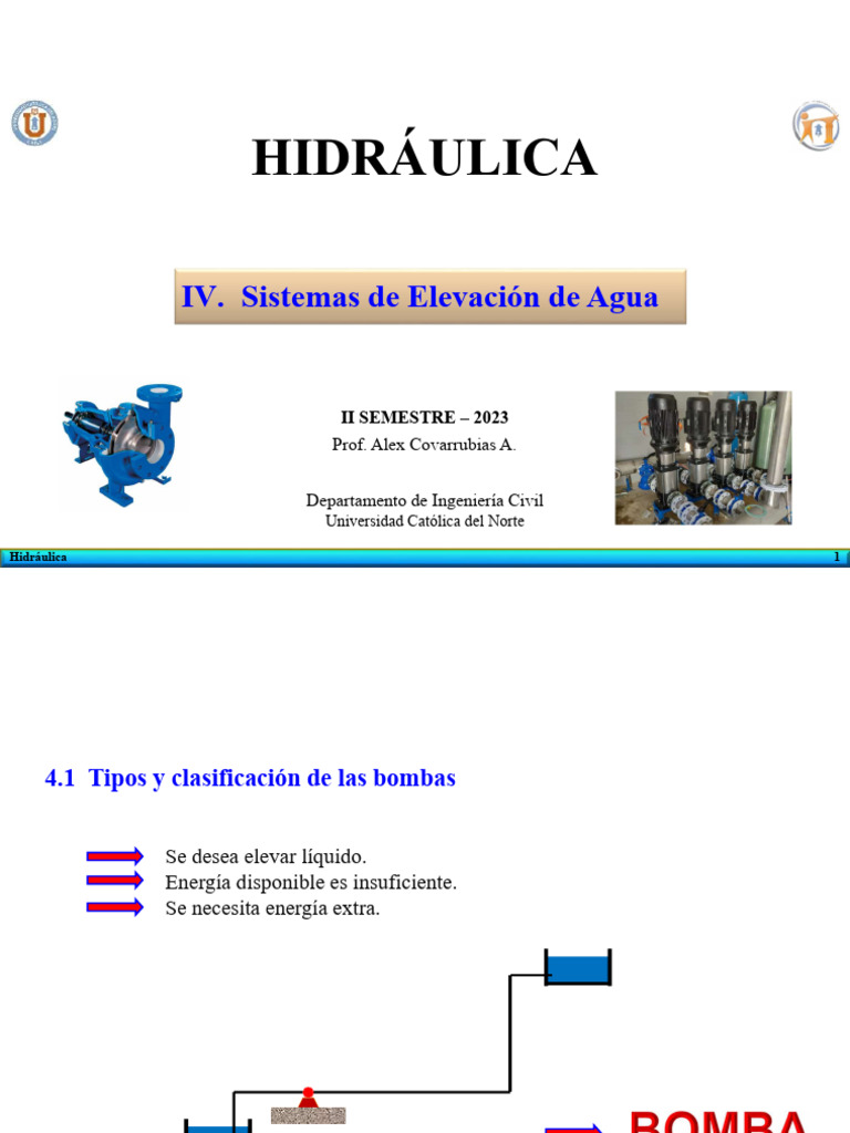 Unidad 4 2-2023 Hidráulica | PDF | Bomba | Máquina de vapor