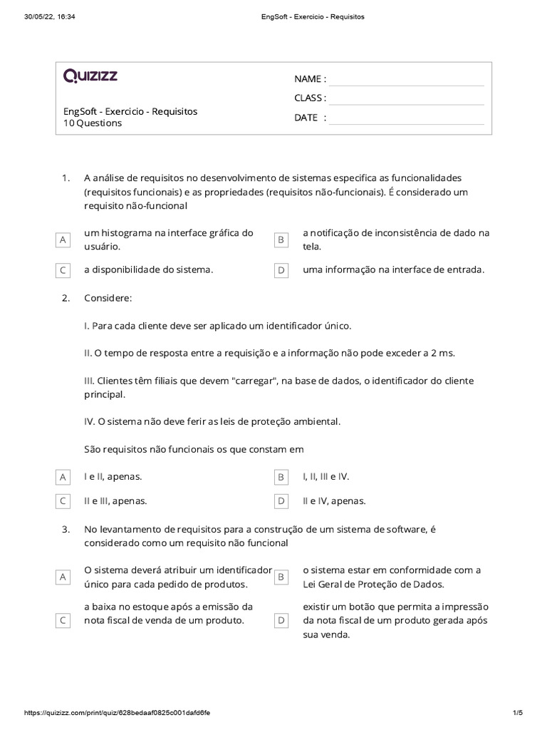 EngSoft - Exercicio - Requisitos | PDF | Informática