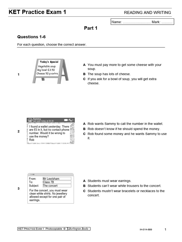 Ket Exam 1 Reading | Download Free PDF | Reptile | Ice Cream
