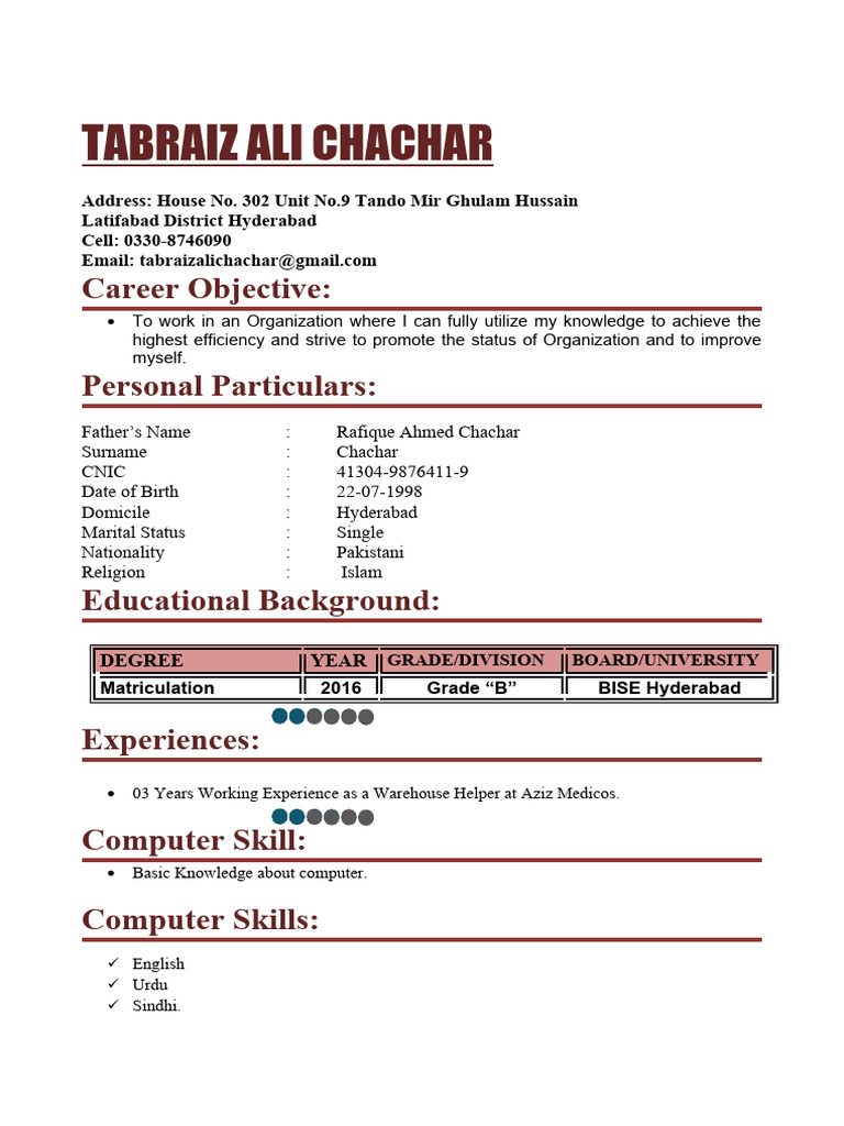 Tabraiz Ali Chachar | PDF